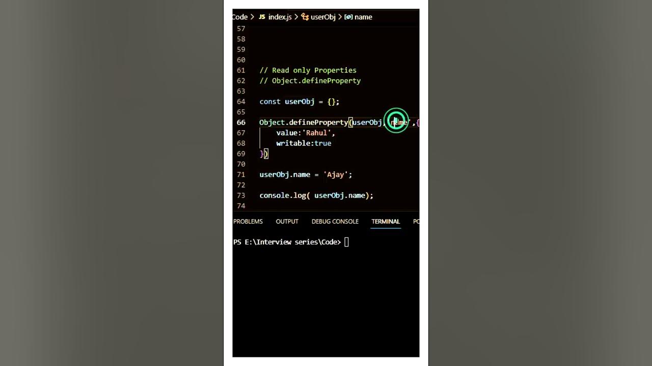 Object Defineproperty In Javascript Object Viral Shorts Youtube