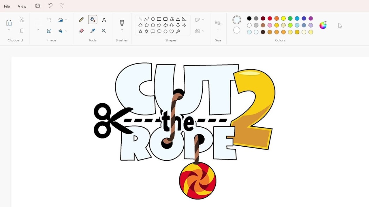 How to draw the Cut the Rope 2 logo using MS Paint | How to draw on ...
