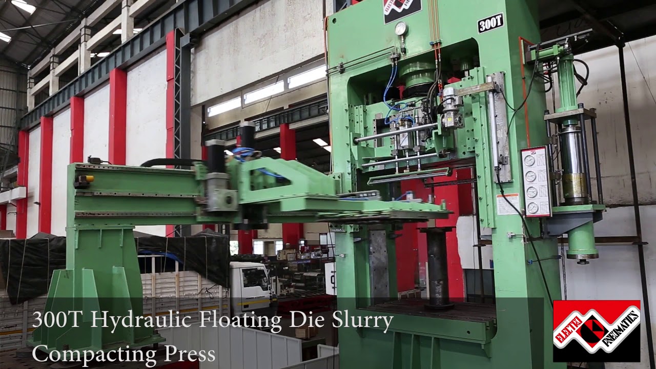 300T Hydraulic Floating Die Slurry Compacting Press - YouTube