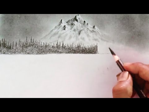 Art drawing of a winter mountain landscape easy// Pencil art// - YouTube