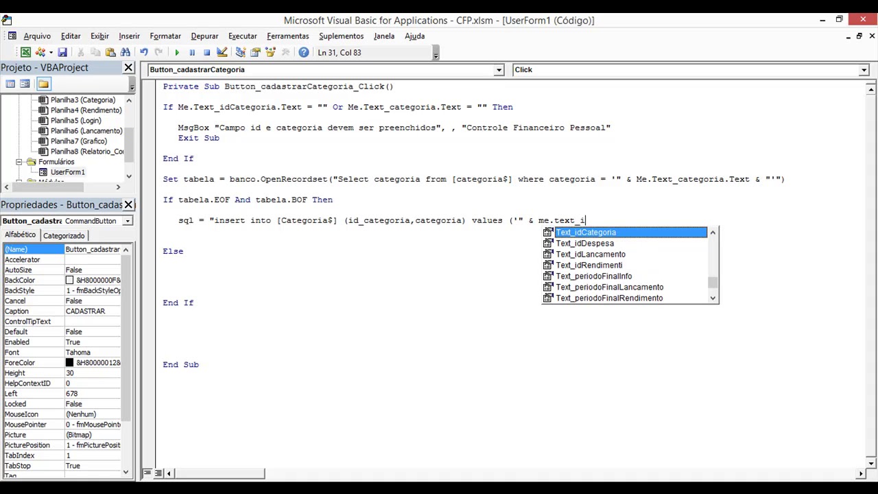 11 Controle Financeiro Pessoal Codificando Tela Categoria Parte 02 ...