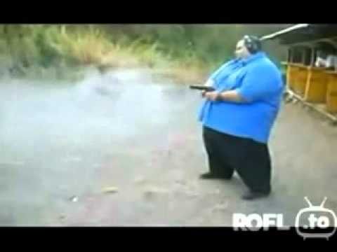 Fat guy shoots a gun while I play fitting music V2 - YouTube