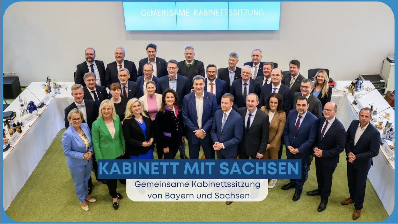 Gemeinsame Kabinettssitzung von Bayern und Sachsen - Bayern - YouTube