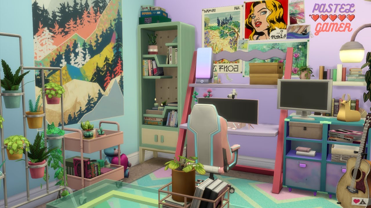 Pastel Gaming Streamer Apartment - The Sims 4 Apartment Speed Build ...