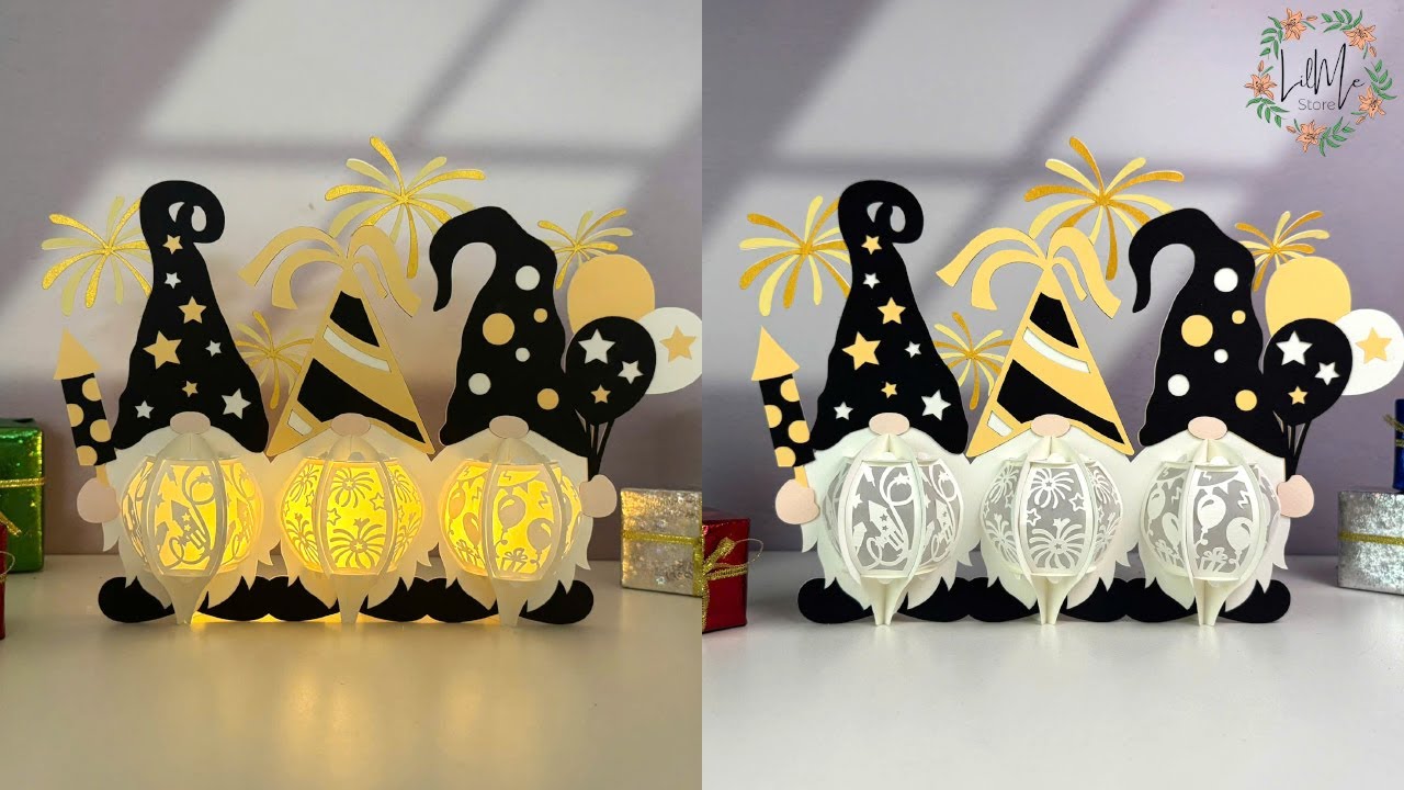 How To Make Paper Cut Lantern Gnome New Year - YouTube