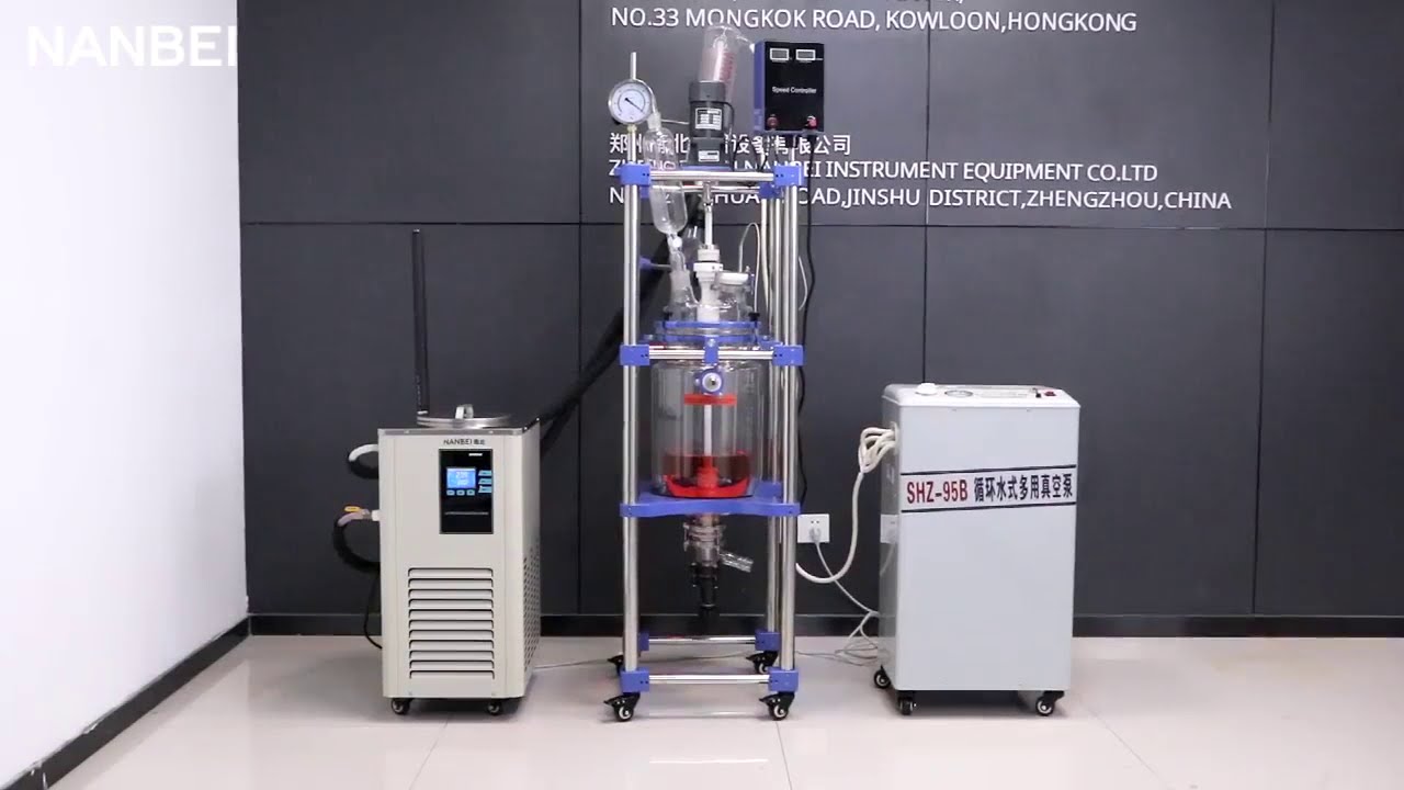 10L lab chemical reactor with double layer borosilicate pyrex glass ...