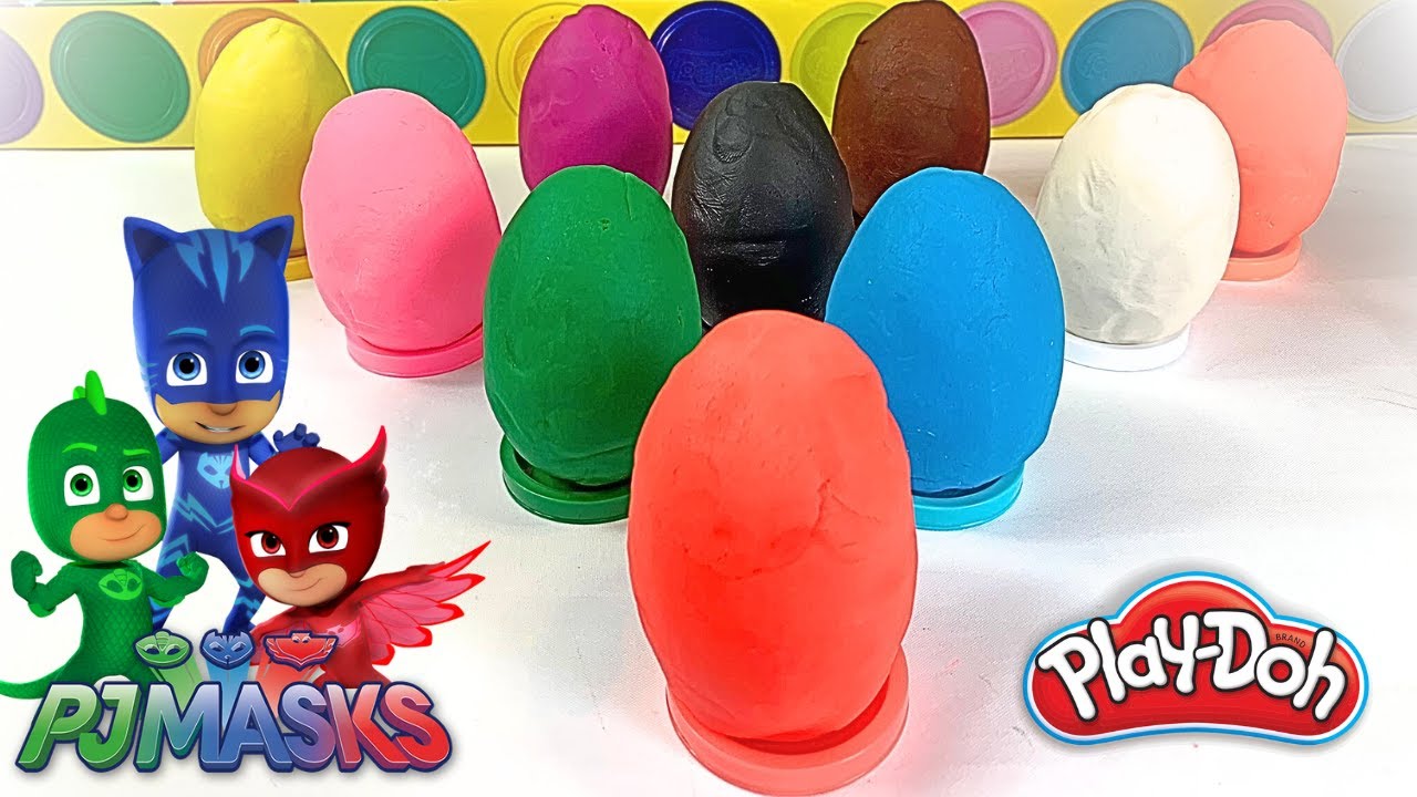 PJ MASKS TOYS - 10 Surprise Play Doh Eggs - Learn COLORS and NUMBERS ...