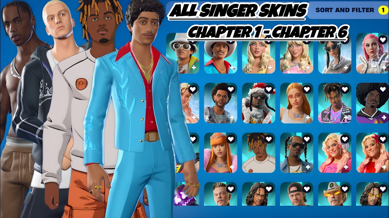 Every Singer Skin in Fortnite from Chapter 1 to Chapter 6 -FULL ...