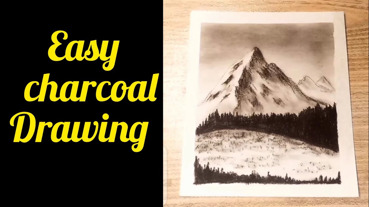 easy charcoal Drawing scenery #charcoaldrawing #drawing #arts # ...
