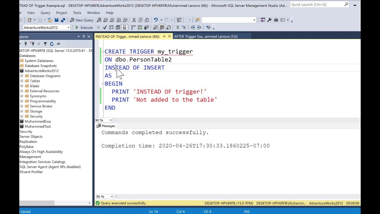 75 INSTEAD OF trigger Microsoft SQL Server - YouTube