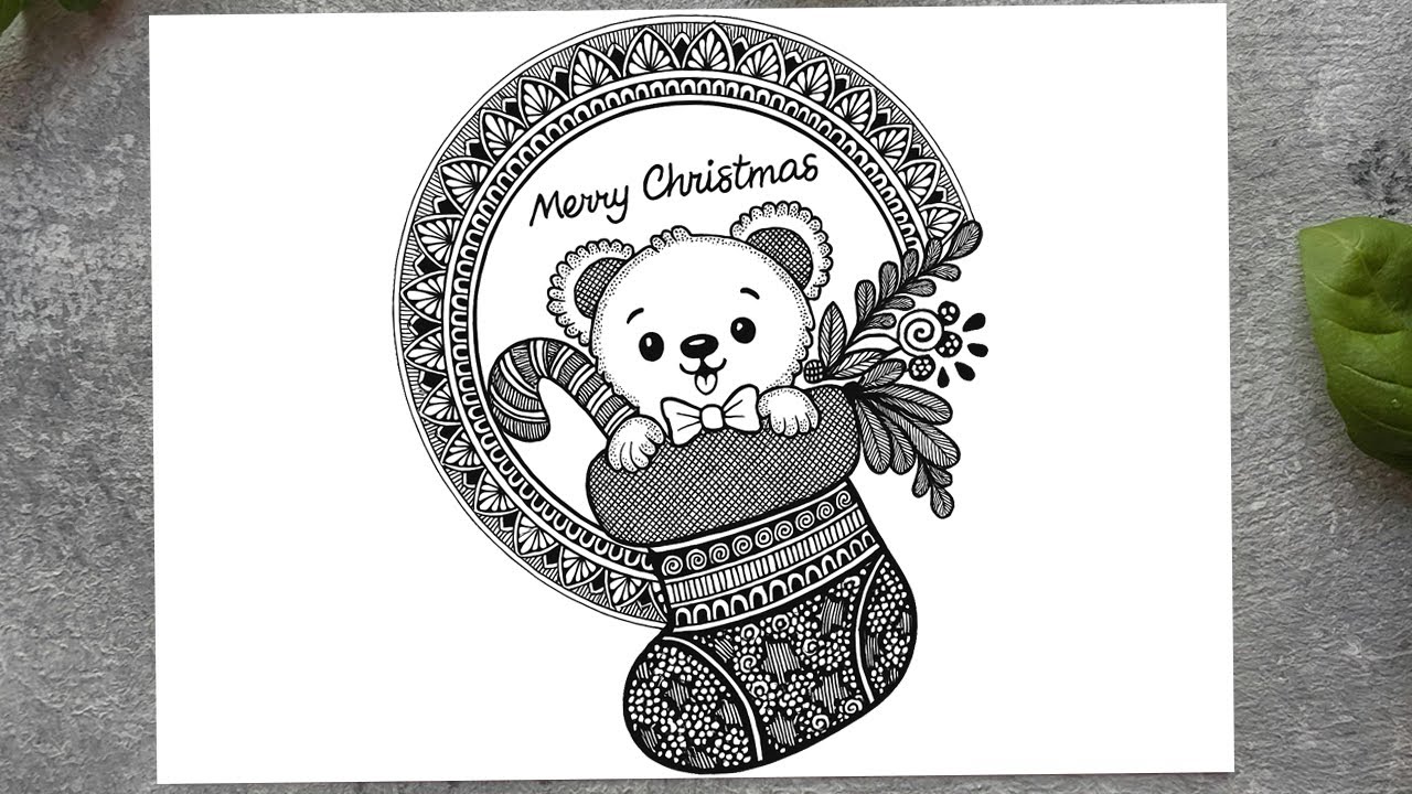 🎄 Christmas Mandala Art Drawing | Easy Mandala Design for Christmas ...