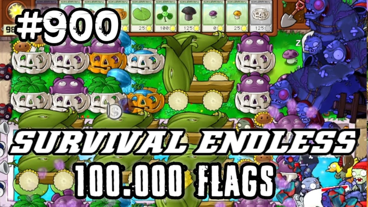 Plants vs Zombies Survival Endless 100000 Flags Part 900 | 17980 ...