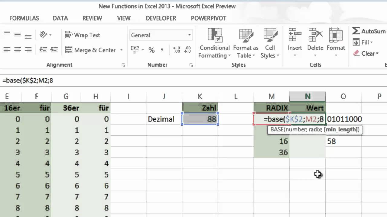 Excel 2013 - BASE - Neue Funktion - YouTube