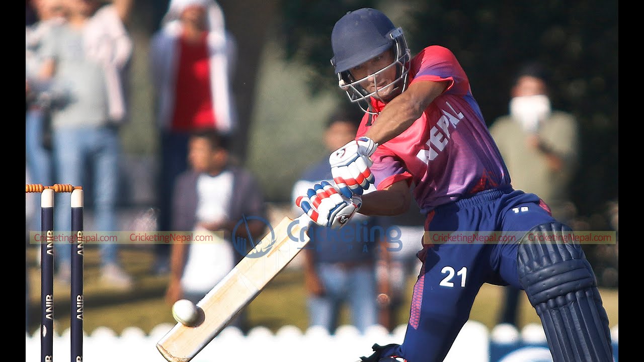 Sandeep Jora bats against Paras Khadka, Sandeep Lamichhane and Basanta ...