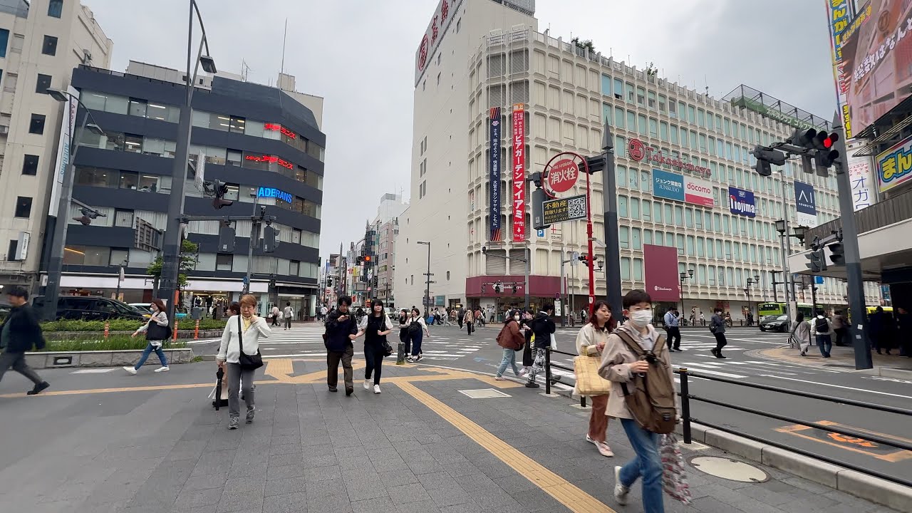 Japan street walking tour at the afternoon in Omiya city Saitama ...