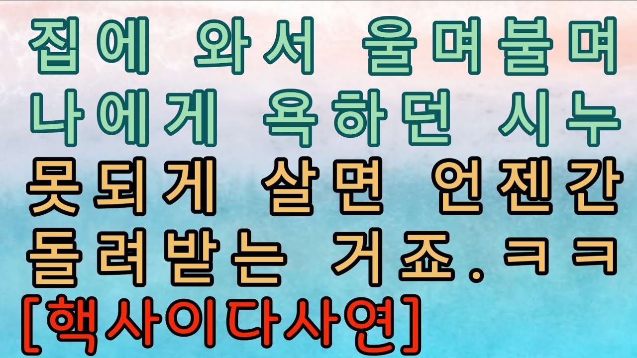 핵사이다사연 시누가 울며불며 억울하다고 한 이유 사이다사연 사이다썰 미즈넷사연 응징사연 반전사연 참교육사연 라디오사연