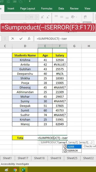 Excel Shortcut Tricks Count Errors😛 Excel Msexcel Eleganceacademy Ytshorts Shorts Errors