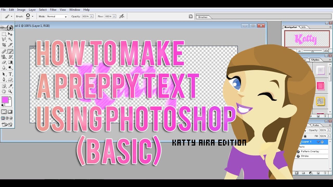 How To Make A Preppy Text|Photoshop (Basic) - YouTube