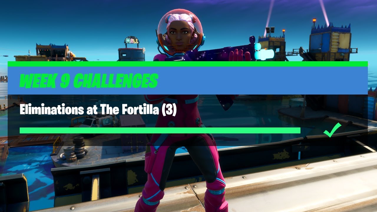 Eliminations at The Fortilla (3) - Fortnite Week 9 Challenges - YouTube