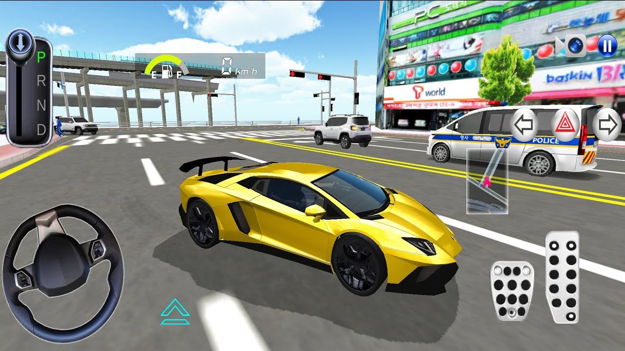 yellow colour Lamborghini car gameplay - new cars in 3d driving class ...