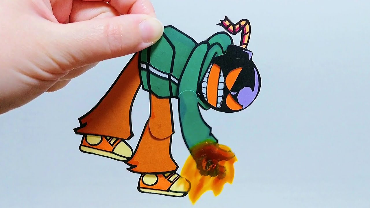 [FNF] Friday Night Funkin Whitty Paper Puppet (Fire Whitty) - YouTube