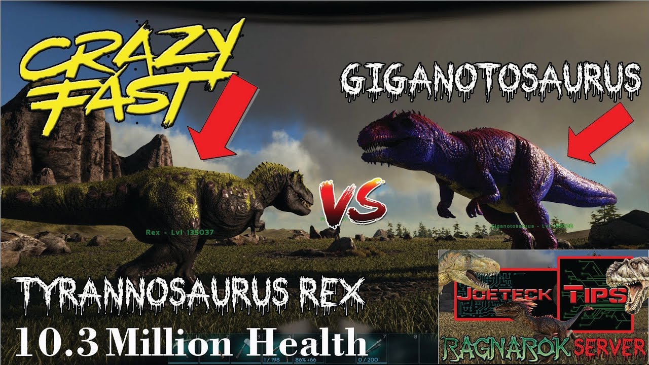 Fastest T-REX vs Giganotosaurus | S3 E4 ARK | JoeteckTips Tribe - YouTube