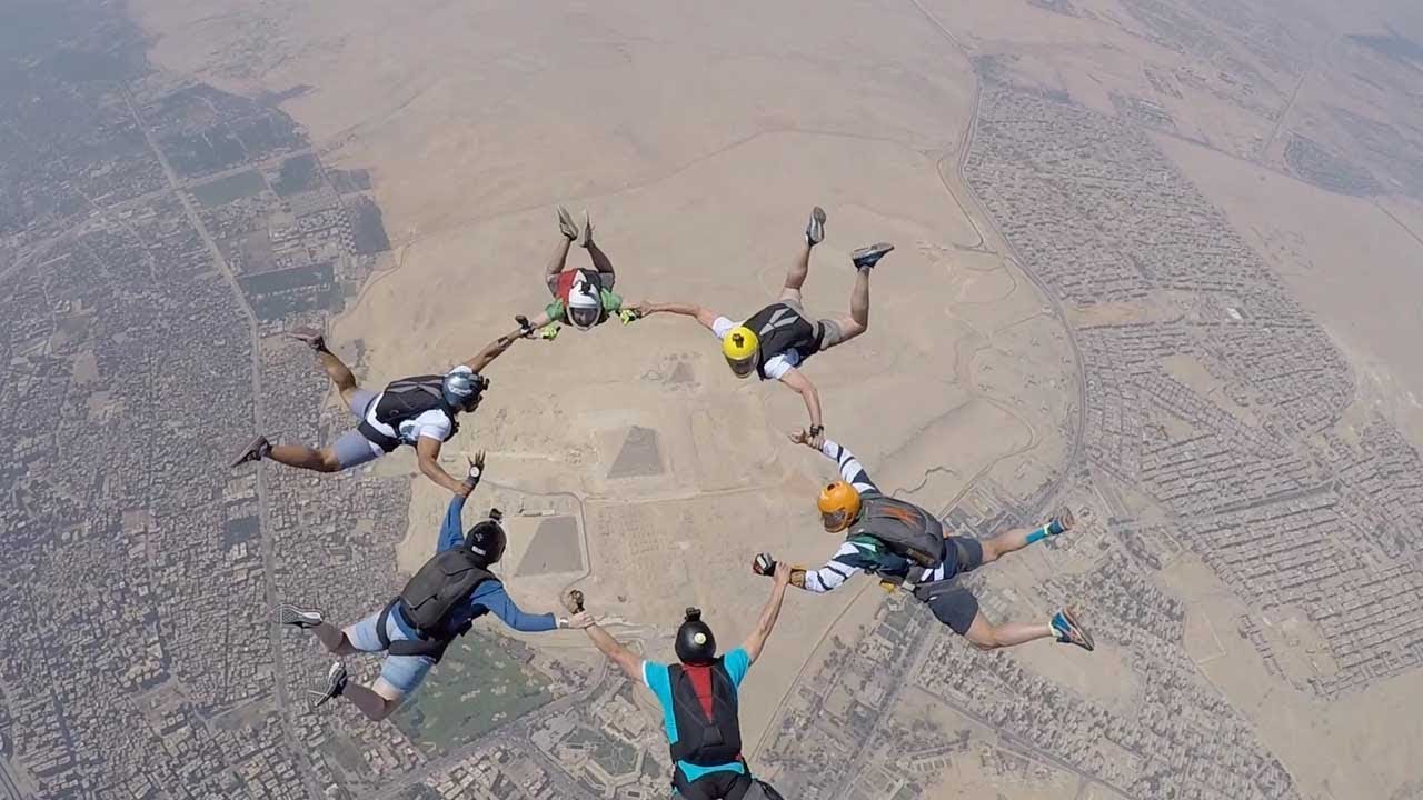 Group Skydive Above Great Pyramid Of Giza - YouTube