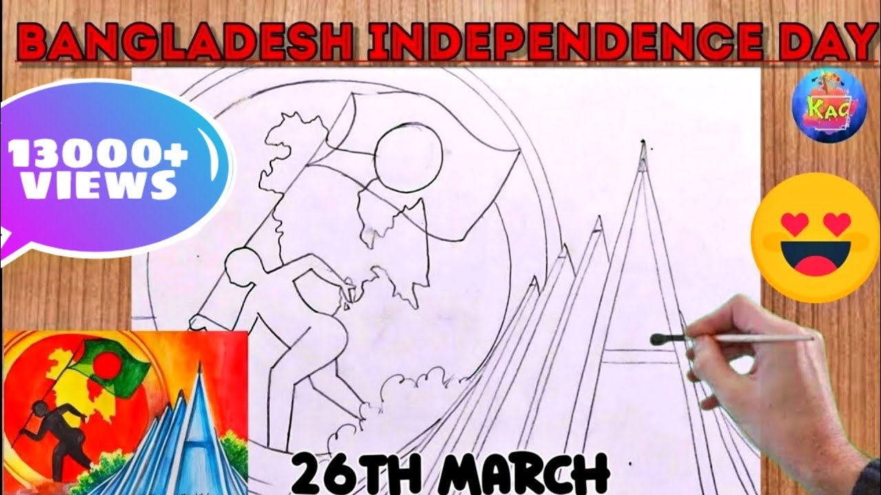 How To Draw A Scenery Of 26th March 🇧🇩। Bangladesh Independence Day ...