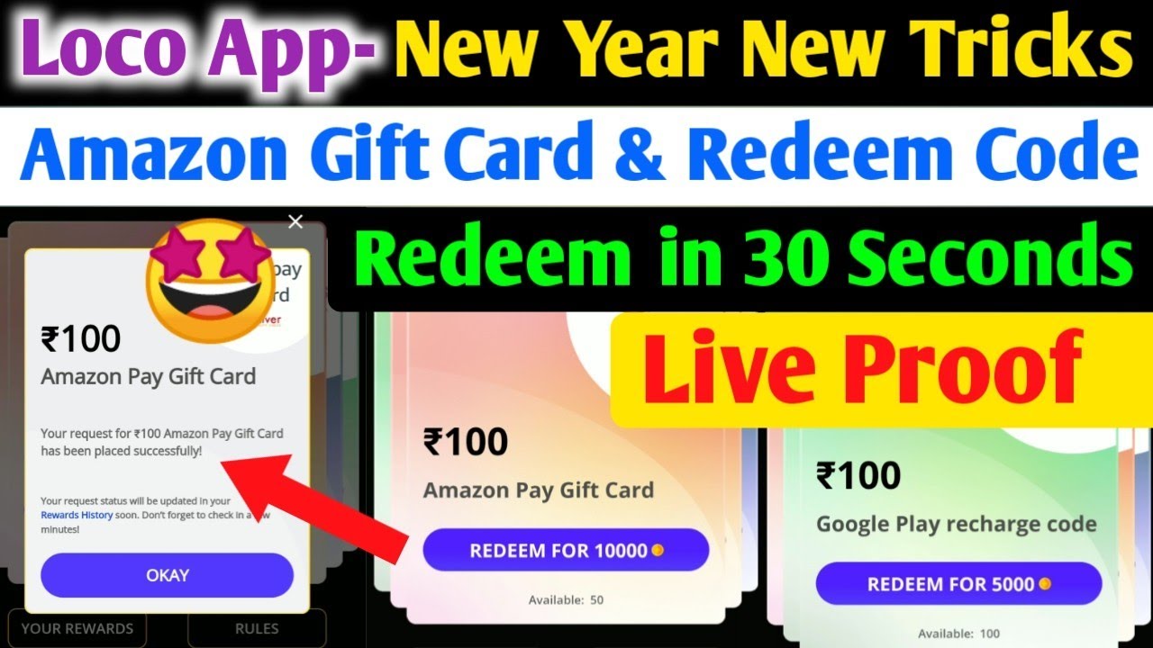 😍Loco amazon gift card redeem live | New Year New Redeem Tip | Aasif ...