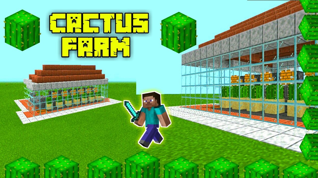 EASIEST CACTUS FARM TUTORIAL in Minecraft Bedrock (MCPE/Xbox/PS4 ...