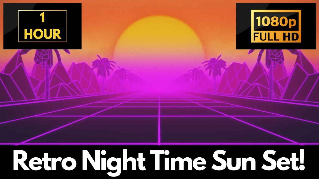 Driving Into a Retro Night Time Sunset – 1 HOUR LOOP Satisfying ...
