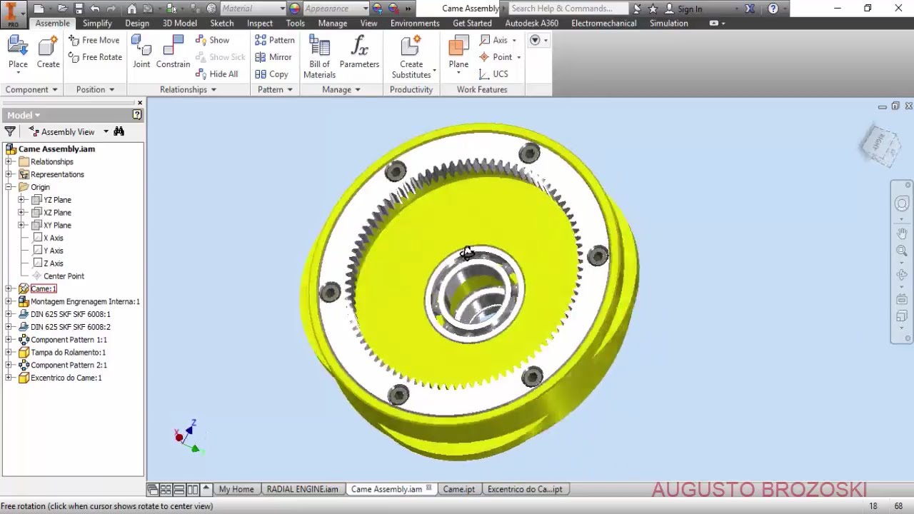 Autodesk Inventor Radial Engine Motor Radial Came 09 de 15 Parte 01 ...