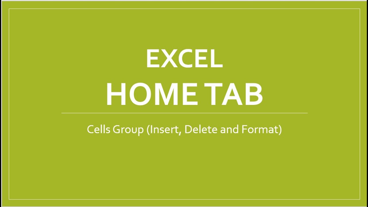 Home Tab in Excel!! Cells Group.#excelhometab# Insert and Delete rows ...