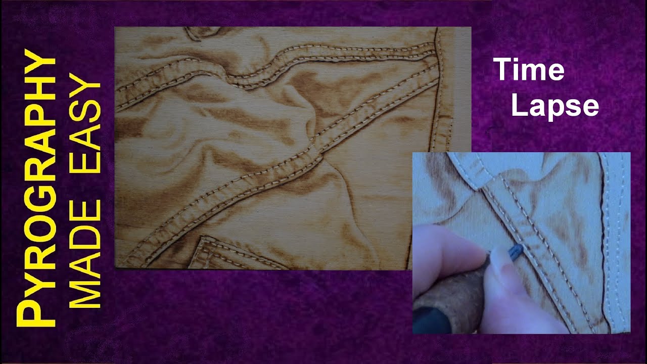 Wood Burning Art - Denim Fabric - pyrography time lapse art - YouTube