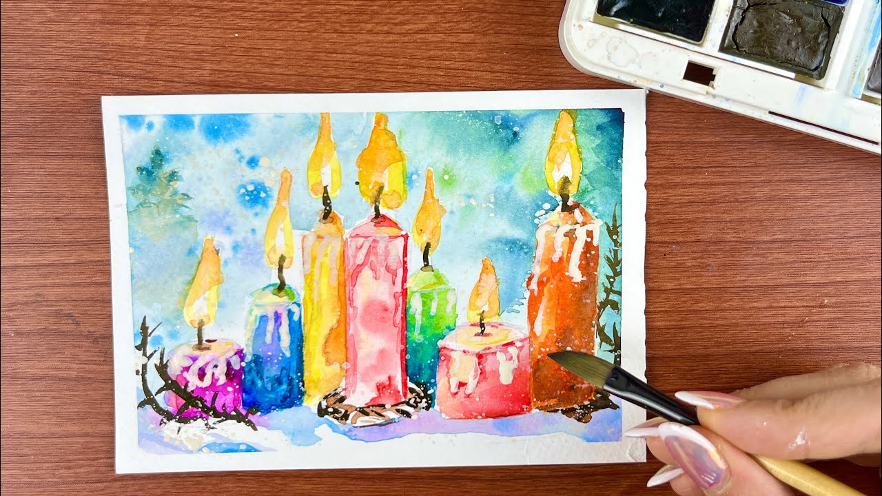 Watercolor Candle Painting Tutorial | Easy Step-by-Step for Beginners ...
