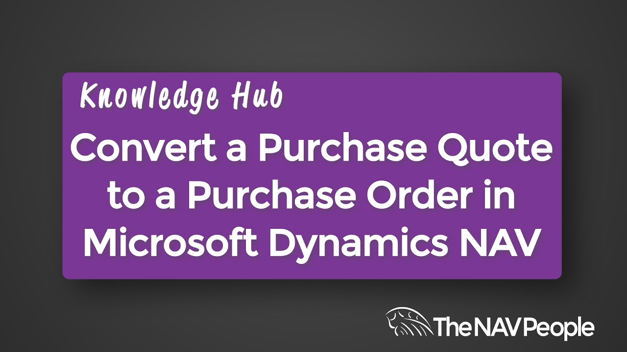 Convert a Purchase Quote to a Purchase Order - YouTube