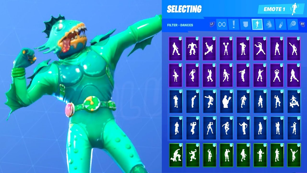MOISTY MERMAN SKIN SHOWCASE WITH ALL FORTNITE DANCES & EMOTES - YouTube