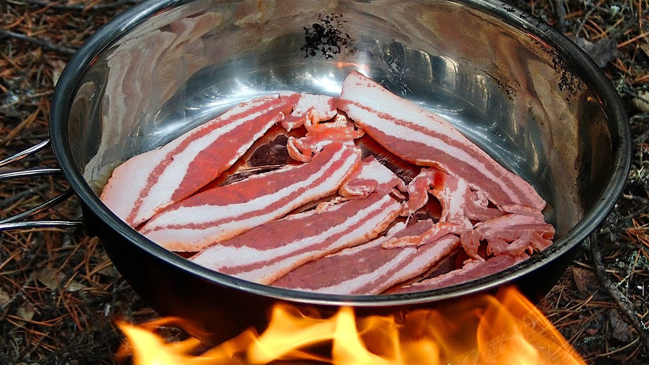 Split Log Stove Cooking - Pancake Bacon Dippers - YouTube