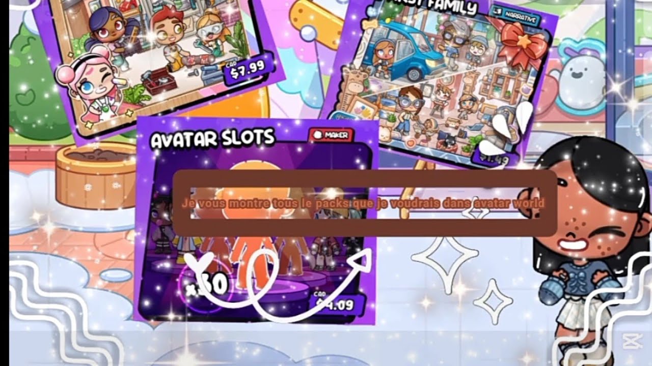 Je vous montre tous les packs que je voudrais sur avatar world (partie ...