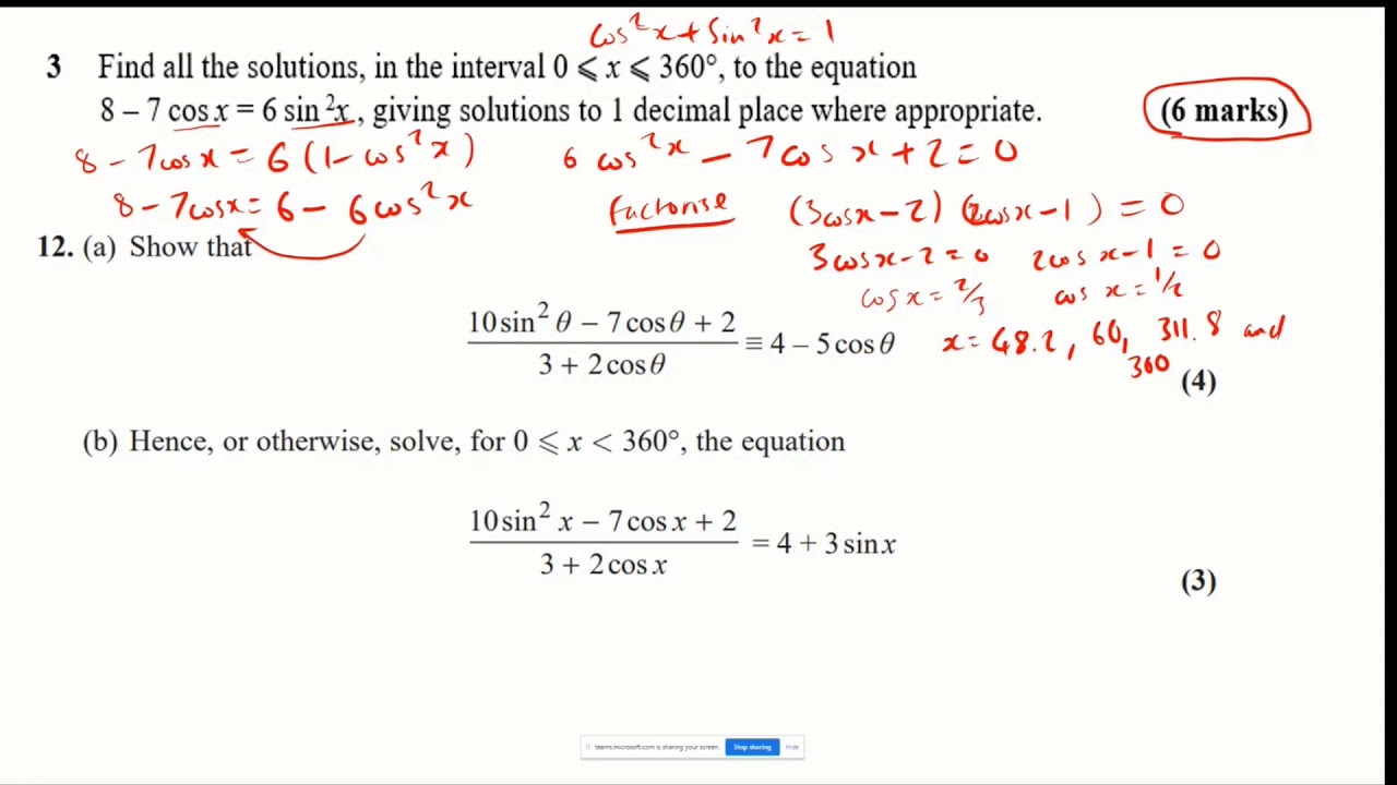 Revision session 2 A level Pure Maths Year 1 - YouTube