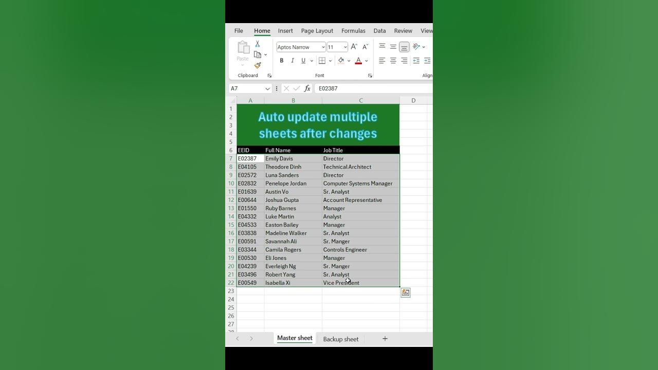 Link 2 sheets to update simultaneously! #exceltips #exceltricks #excelhacks #excel # ...