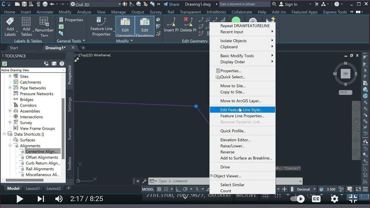 How to Create Feature Line | Basic Important Information in Civil3d Part 14 #autocadcivil3d # ...