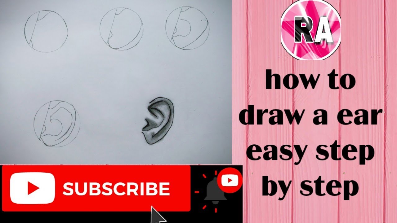 Ear drawing step by step.. ear drawing tutorial for beginners.. easy ...