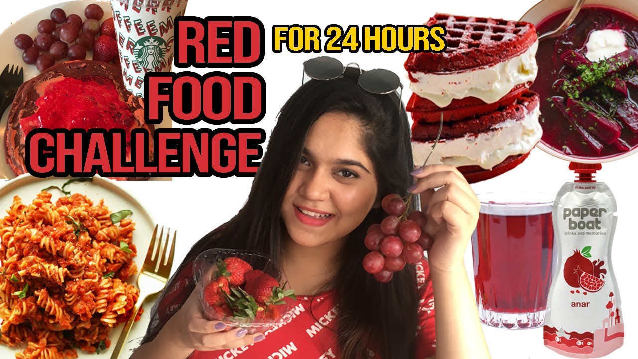 I ONLY EAT RED FOOD FOR 24 HOURS! CHALLENGE - YouTube