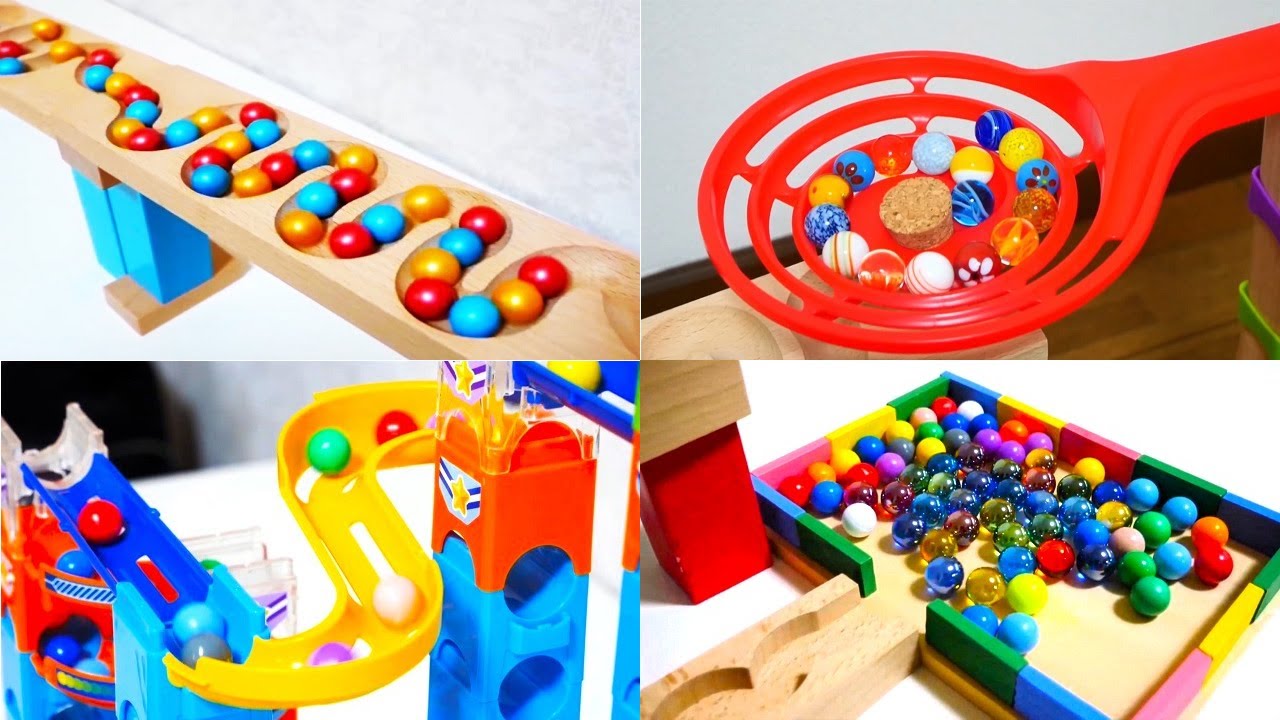 Line up and roll marbles run☆HABA wiggle course x many tracks - YouTube