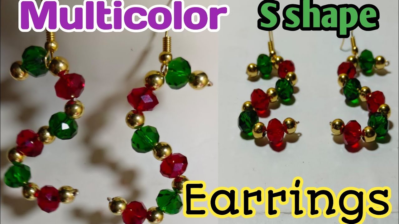 How to create handmade multicolor S shape earring design | S shape ...