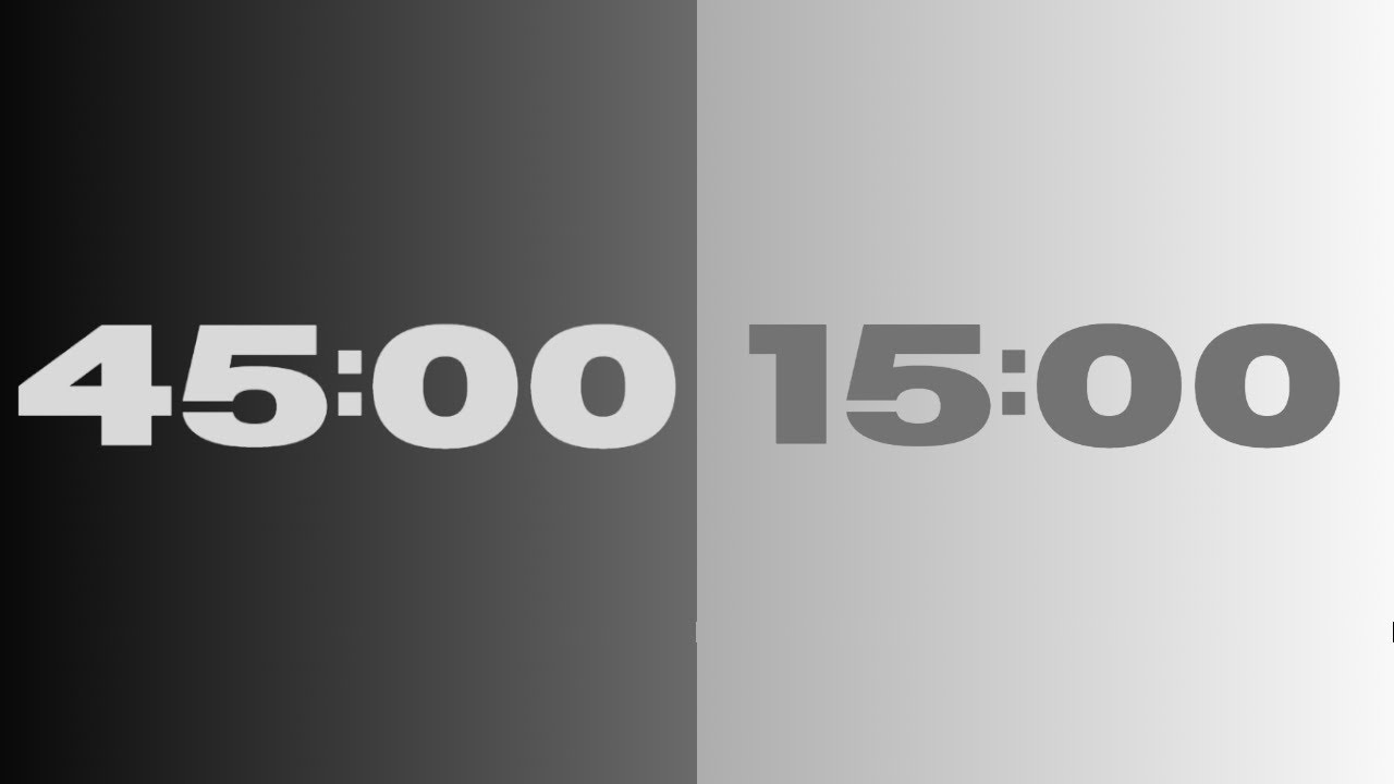 Countdown Pomodoro timer 45 / 15 - 2 hours study | No Music - YouTube