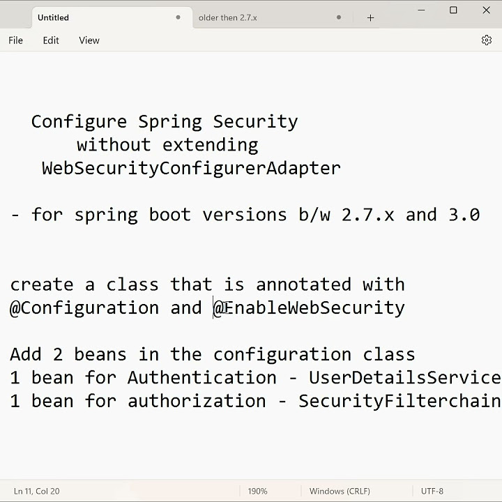 Configure Spring Security V 2 7 X To 3 0 X Without Extending Websecurityconfigureradapter
