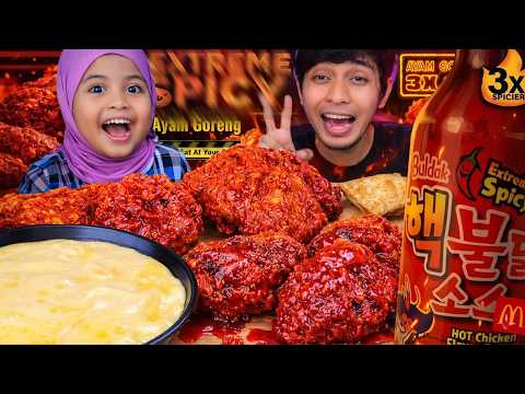COBA MAKAN Ayam GORENG MCD 3X SPICY CELOP SOS SAMYANG 2X SPICY🌶 \