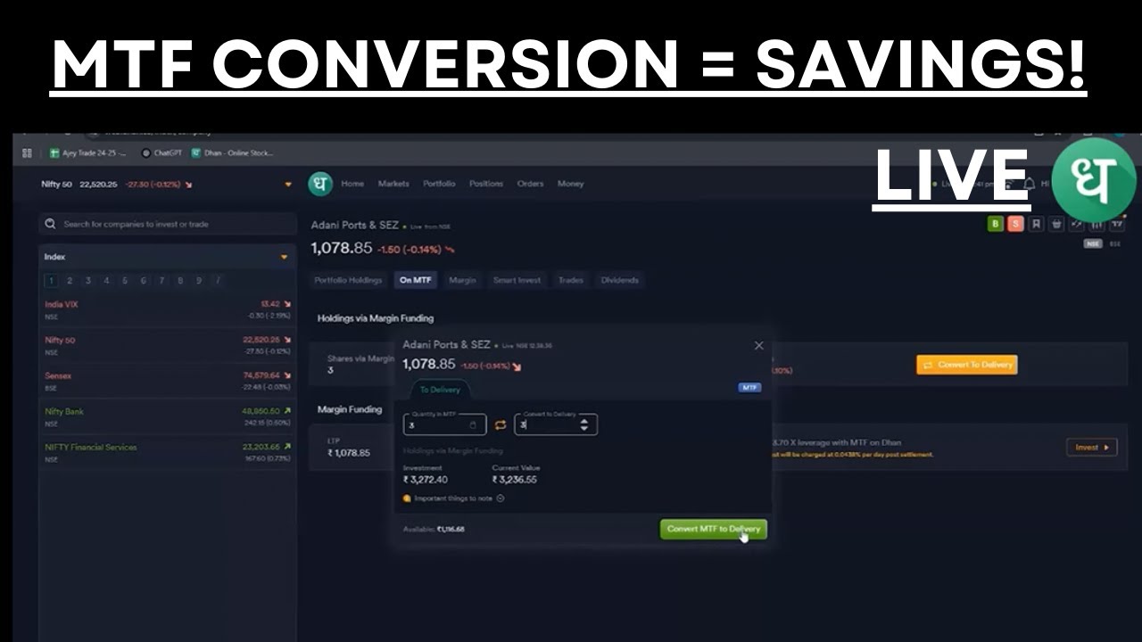MTF Conversion on Dhan | Lower Interest & More Profit! #dhanweb - YouTube